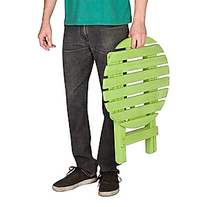 Classic Design Adirondack Round Folding Patio Table with Slated Top & Genuine Cedar Wood Construction | Lime Green Color Weatherproof Finish Best for Indoor Outdoor Use | Water & Rust Resistant