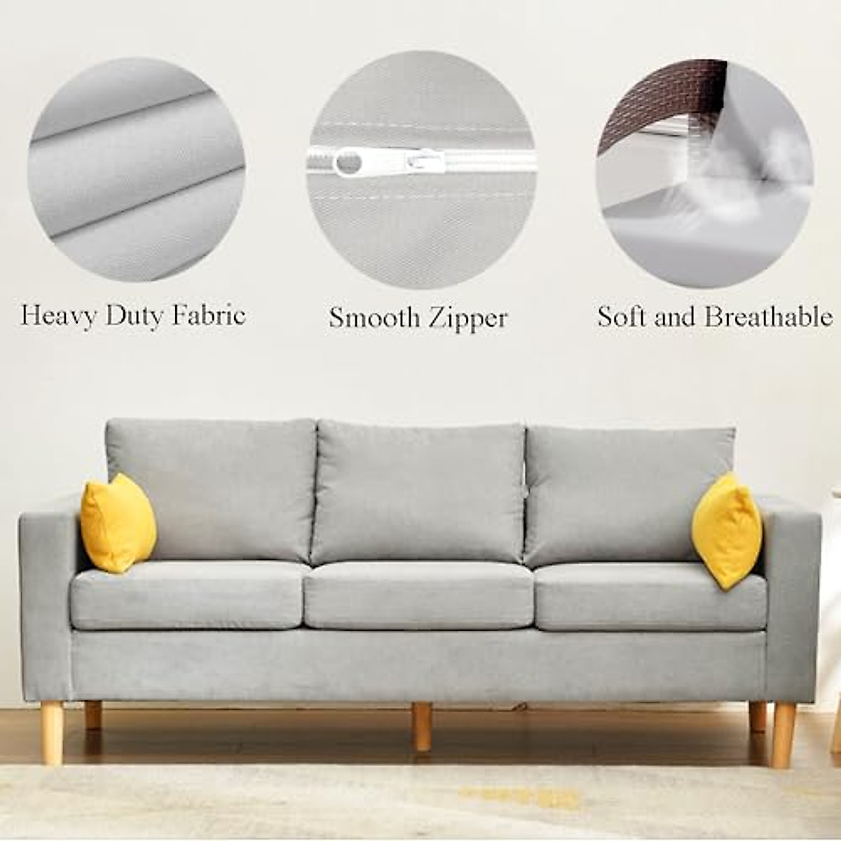 FLYMEI Outdoor Furniture Cushion Covers Replacement, Patio Cushion Covers 24 x 22 x 4 inch, Water Resistant Patio Bench Cushion Cover Durable Outdoor Couch Cushion Cover