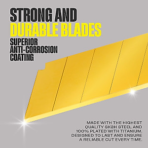 Berkling 18mm Utility Knife Blades, Titanium Fully Plated SK2H Steel Replacement Blade | 3x Sharper and 5x More Durable Than SK5 Blades | Fits all 18mm Utility Knife & Box Cutter, 50 PCS