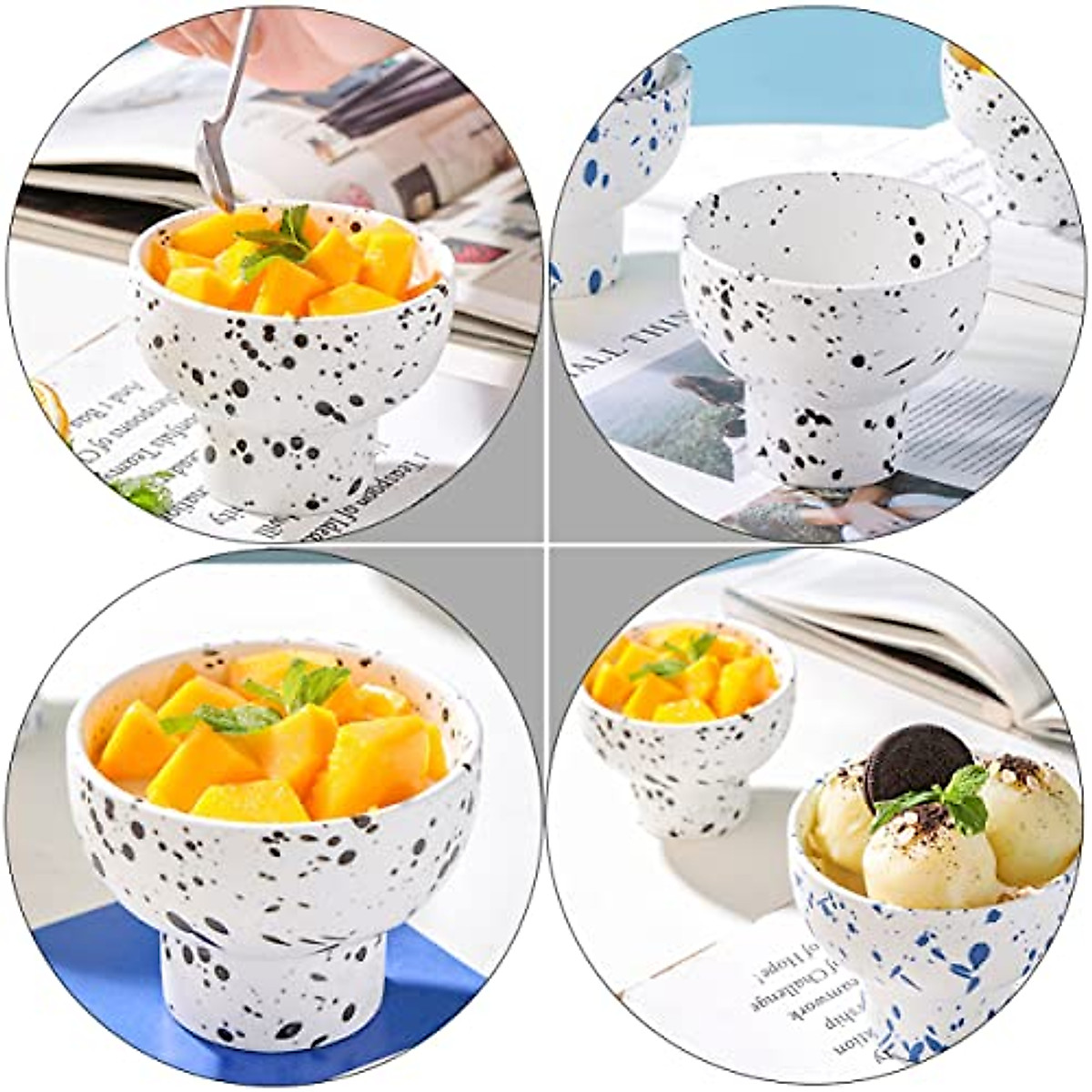 PAREKS 1pc Snack Tasters Dessert Cereal Trifle Bowls White Parfaits Yogurt Party Mixing Cups Multipurpose Milk Dishes Kitchen Soda Glass Drinking Juice Ceramic Footed Sauce