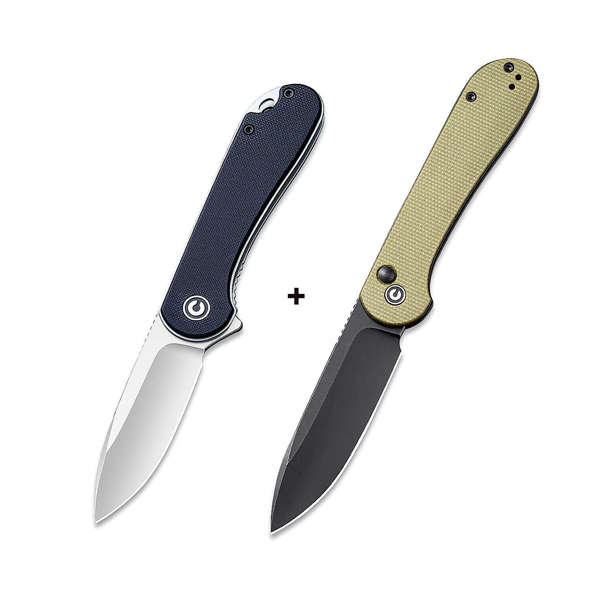 CIVIVI Elementum Flipper Knife Bundled with Button Lock Elementum, Great EDC folding Knife Companion