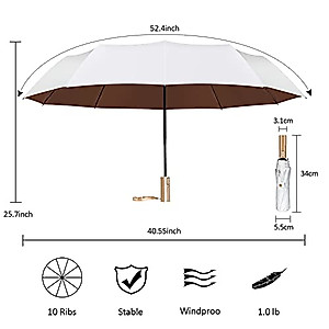 XGVO-IU Umbrella Compact Travel Umbrella for Rain & Sun Windproof Quick-dry Strong Automatic Folding umbrella(White Gift Box Set)