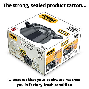 Futura Hard Anodised Handy Sauce Pan with Lid and 2 Handles, 3-Liter,Black,21cm