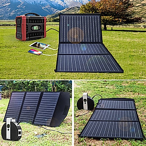 60W Solar Panel, Foldable Solar Panel, High-Efficiency Monocrystalline Silicon, Portable Outdoor Energy Storage Power Station for Battery Charging, Boat, RV, Travel