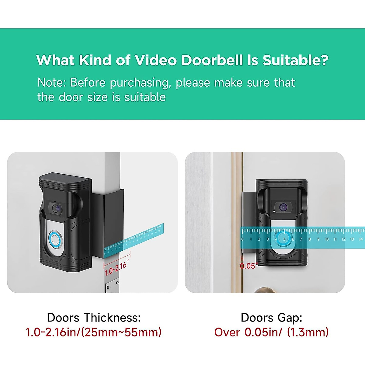 OLAIKE Anti-Theft Door Mount for Video Doorbell 1/2/3/3 Plus/4/2nd Gen & Blink Doorbell, No-Drill Doorbell Mount for Apartment Home Rentals Room (No Doorbell), Black