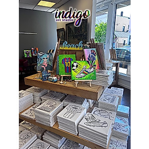 INDIGO ART STUDIO 8" by 10" Pre Drawn Canvas Sneakers #5 Acrylic Painting Art Activity 12 Premium Colors 2 Paint Brushes Smock Kids & Adult Sip and Paint Party Favor Party Suplies