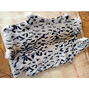 Bobcat Print Tanned Rabbit Fur Pelt Hide (10" by 12" Rabbit Pelt with Sewing Quality Leather)