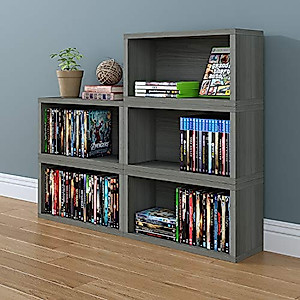 Way Basics Media Storage DVD Rack Stackable Organizer - Holds 30 PS5 Games, DVDs, Blu-Rays (Grey)