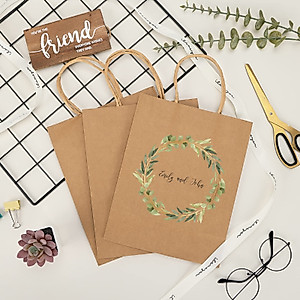 Moretoes 55pcs Gift Bags with Handles, 8x4x10 Inch Gift Bags Medium Size, Paper Bags for Small Business, Brown Paper Gift Bags