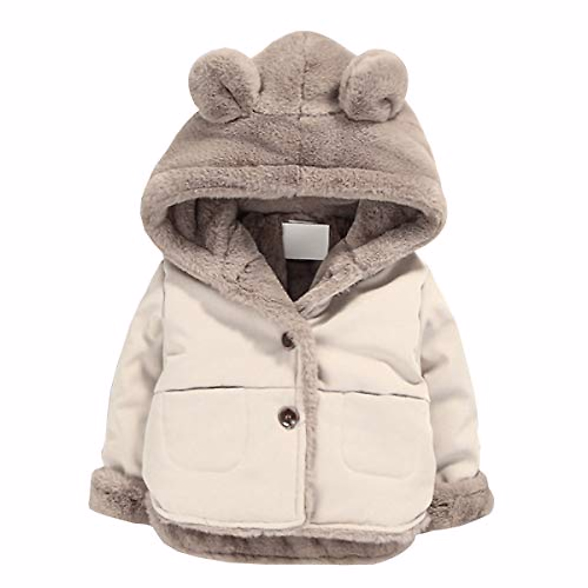 Toddler Fleece Jacket, Warm Cotton Baby Winter Coats, Kids Hooded Outerwear for Boys Girls