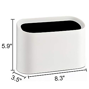 SUBEKYU 0.4 Gal Mini Countertop Trash Can, Small Desktop Garbage Can for Office, Tiny Wastebasket, Plastic, White