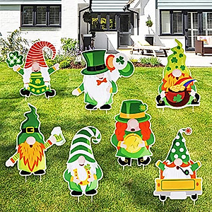 St Patrick's Day Decorations Yard Signs Leprechaun Gnomes Irish Shamrock Saint Patty's Lawn Garden Outdoor Yard Decor with Stakes