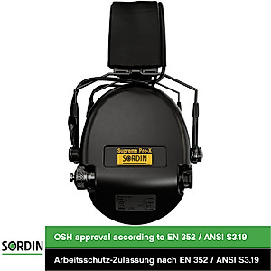 Sordin Supreme Pro-X Slim SFA Hearing Protection - Active Ear Defenders - Attenuation Ring for Increased SNR (31 dB) - Green