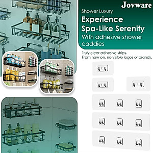 Jovware Shower Caddy Adhesive Strips, Shower Caddy Adhesive Replacement Stickers, Adhesive for Shower Shelves, Shower Shelf Adhesive Replacement for Soap Holder, Kitchen Rack, Bathroom, Wire 6 Pack