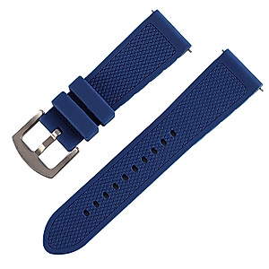 23mm Sapphire Blue Silicone Rubber Diver Watch Band Waterproof Sport Stainless Steel Buckle for Fossil Watch