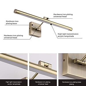 Joosenhouse Modern LED Picture Lights 24.4 inch, Antique Bronze Metal Artwork Display Lamp with Rotatable Sconces Lamp Head, 14W (70W Eqv.), Hardwired Connection, 3000K Warm White 840Lm…