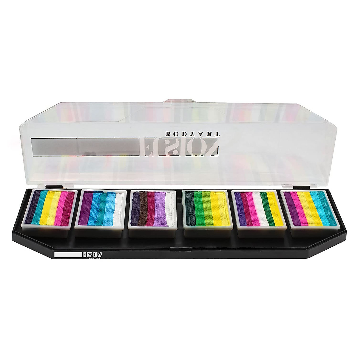 Fusion Body Art Pro Quality Professional Face Painting Palette - Leanne's Pretty Rainbow | Hypoallergenic Safe & Non-Toxic - Perfect for Full Face Designs and Cheek Art | US FDA and EU compliant