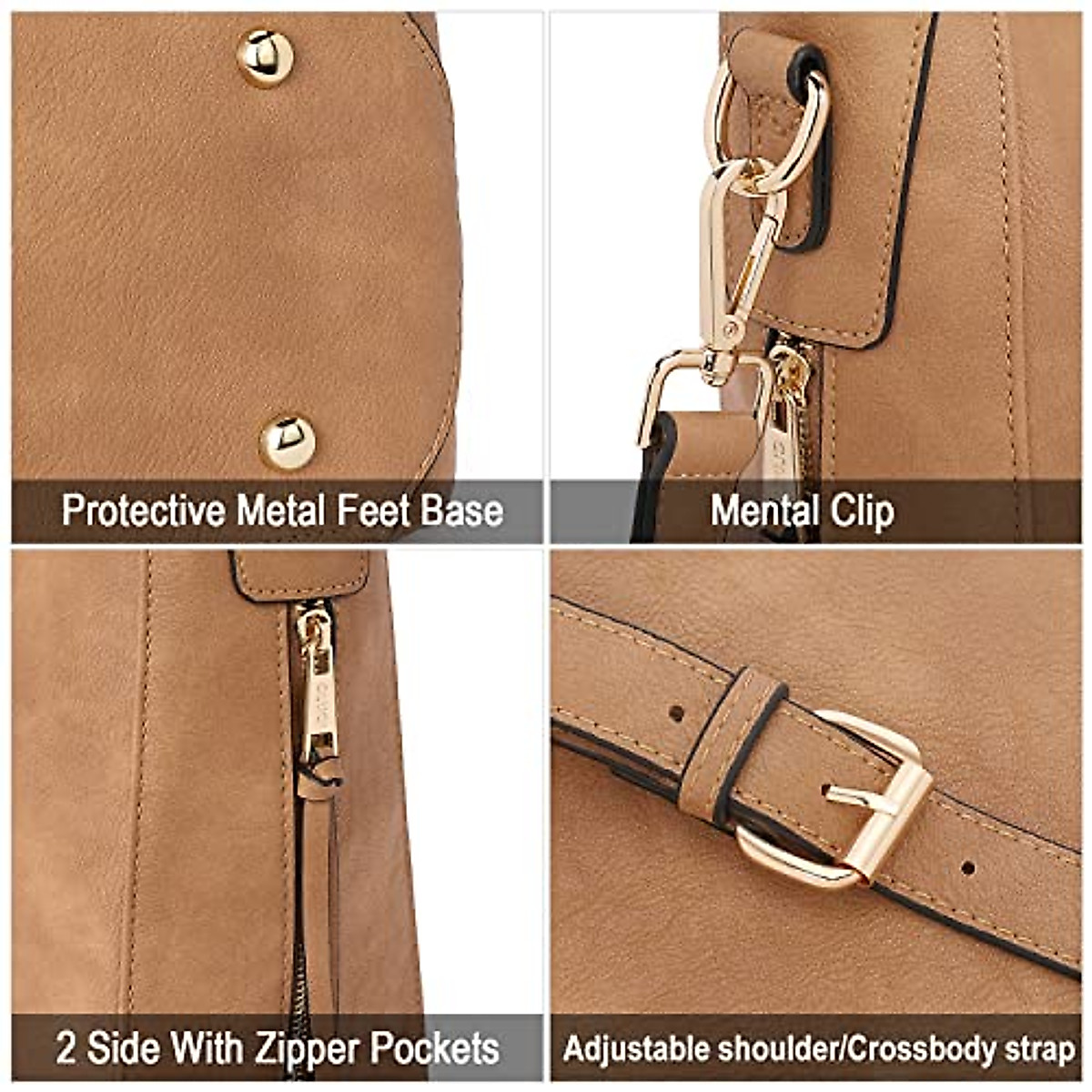 CLUCI Hobo Purses Handbags for Women Vegan Leather Tote Fashion Crossbody Large Shoulder Bag Two-tone Camel
