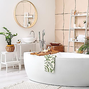 Green Leaves Hand Towels for Bathroom Decorative Bath Towels Soft Absorbent Kitchen Hand Towels Bathroom Hand Towels Set for Home Kitchen Bathroom Decor (Set Of 2, 13.8x27.6 In) (Green Leaves)