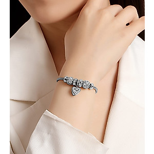 RIMAYZI 14K Gold Plated Charm Bracelet for Women, Women's Charm Symbol Bracelets, Gifts for Mother's Day, Mom, Her, Wife (Platinum Heart)