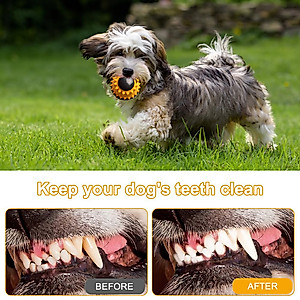 Dog Chewing Ball, Interactive Dog Teething Toy Bite Resistant Dog Toy Ball with LED Flash Light for Small Medium Dogs (Diameter 2.8")