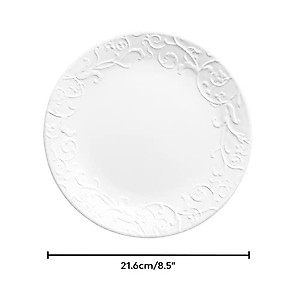 Corelle Vitrelle 4-Pieces 8.5" Glass Salad/Appetizer Plates, Chip & Crack Resistant Glass Dinnerware Set Plates, Bella Faenza