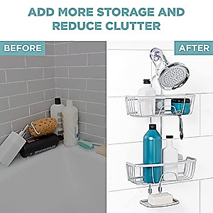 Zenna Home NeverRust Aluminum Adjustable Hanging Shower Caddy, Satin Chrome