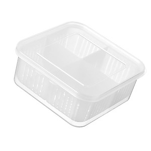 Generic Vegetable Storage Container, Draining Storage Containers 4 Compartments with Lid for Ginger Garlic for Picnic, Genericwbvqg87gr3