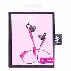 Urbanista Wireless Bluetooth Sport Earphones Headset with Mic and Volume Control, Boston, Pink Panther/Pink
