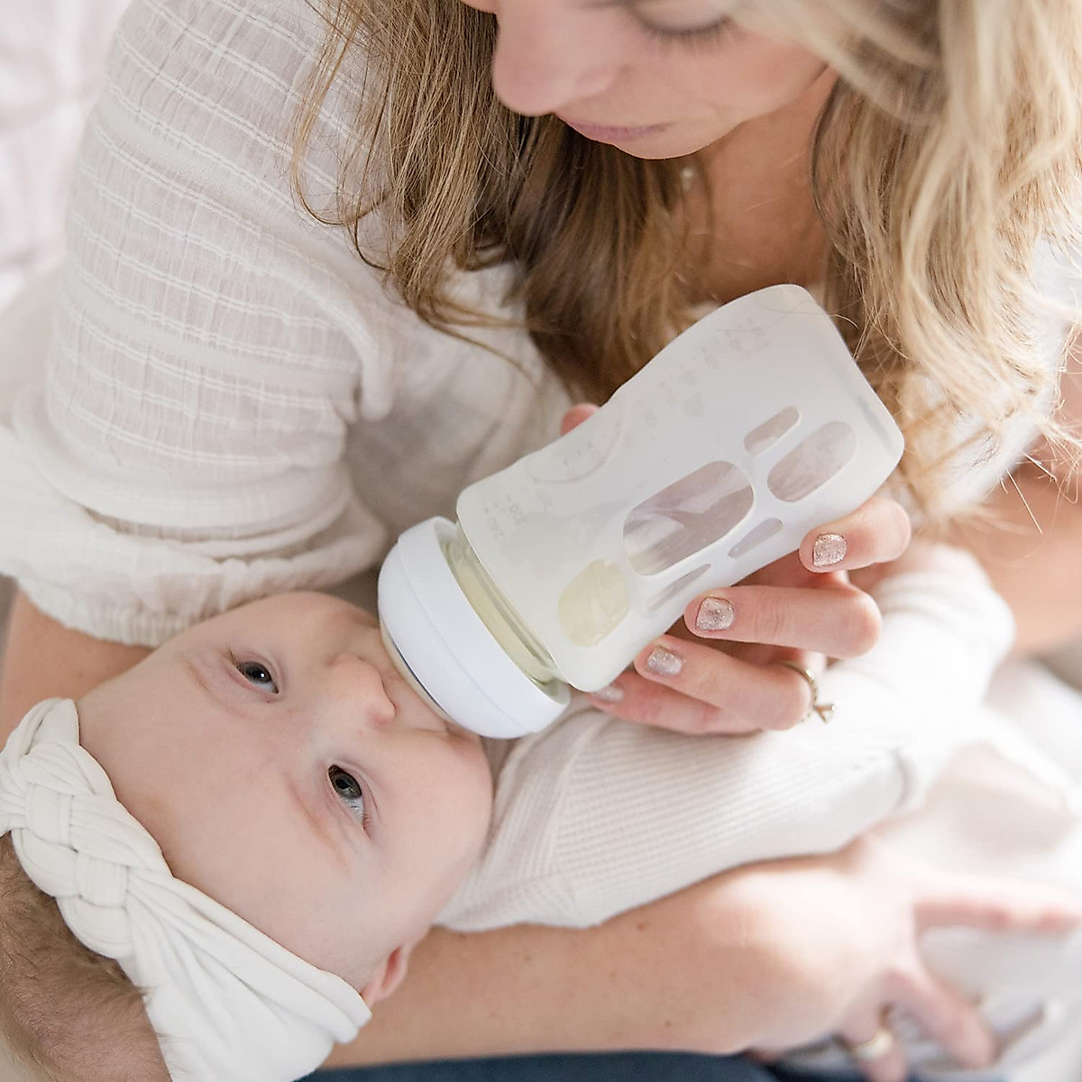 Olababy Silicone Sleeve for Avent Natural Glass Baby Bottles (8 oz, Translucent)