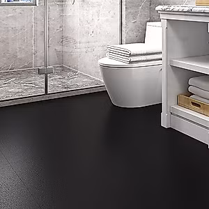 Livelynine Black Peel and Stick Floor Tile 24X12" 4-Pack Bathroom Floor Tiles Peel and Stick Waterproof Vinyl Flooring Laminate Sheet Self Adhesive Floor Tiles for Kitchen Floor & Backsplash Wall