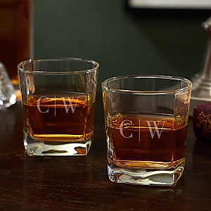 Custom Square Whiskey Glass Set with Bullet Whiskey Stones (Personalized Product)