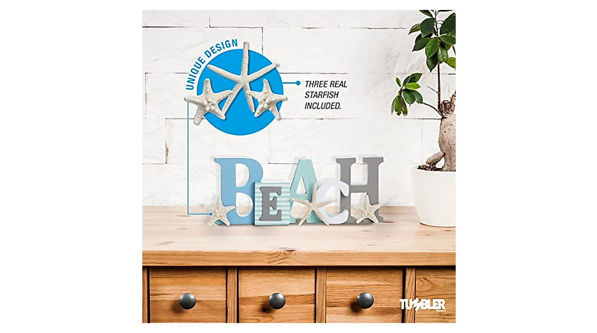 Beach Word Sign with Starfish - Coastal Home Decor | Tumbler Home