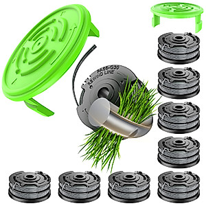 11 PCS 0.065" Dual Trimmer Line(2900719) Replacement Suitable for Greenworks Weed Wacker 2101602,2101602A,STBA40B210, BST4000,Replacement Trimmer String and Cap Cover(9 Spools+2 Caps)