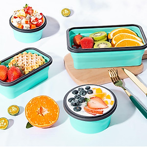 8 Pack Collapsible Food Storage Containers With Lids, Collapsible Storage Containers Sets Silicone Collapsible Bowls For Camping, RV Accessories, Travel Trailer Must (Mixed oz) (8)