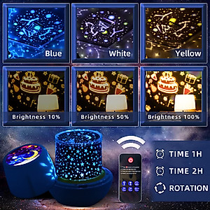 Star Night Lights for Kids, Remote Control Star Projector, with LED Timer, 360 Degree Rotating Planet Night Lighting Lamps Sky Galaxy Constellation Projection for Baby Bedrooms (Remote Flim-7 Set)