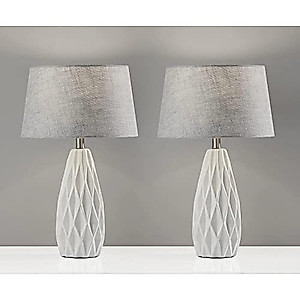 Adesso SL1149-02 Joan Table Lamp Set, 22.5 in., 100W, White Finish, 2 Metal Lamps