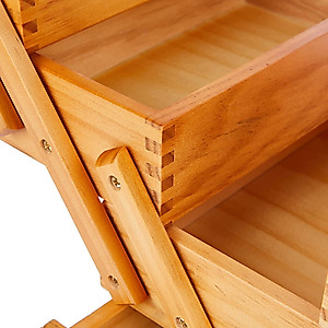 Hobbygift Wooden Cantilever 3 Tier Sewing Box with Legs: Light Wood Shade, 82.5x22x44.5 cm