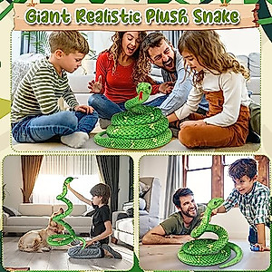 Hozzi Giant Boa Constrictor Large Stuffed Animal Snake Plush Realistic Toy 200cm / 80 Inches Lifelike Gifts for Kids Birthday Party Prank Props (Green)