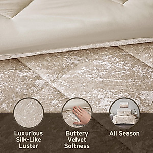 Intelligent Design King Duvet Cover Set, Velvet King Duvet Set, Luxury Diamond Quilting, Lustrous Duvet Cover, Fluffy Duvet Cover, Decor Pillow & 2 Shams, 4 Pieces, Felicia King/Cal King, Champagne