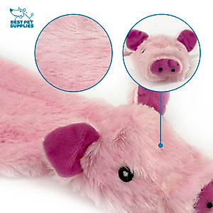 2-in-1 Fun Skin Stuffless Dog Squeaky Toy by Best Pet Supplies - Pig, Large