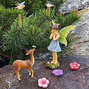 Mood Lab Fairy Garden - Miniature Accessories and Figurines Kit - Deer Set of 7 pcs - for Outdoor or House Decor