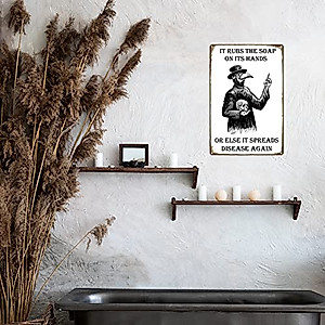 Wash Your Hand Plague Doctor Gothic Decor Wall Decor Guest Wall Decor Art Tin Sign In The Bathroom Bedroom 8 X 12 Inch