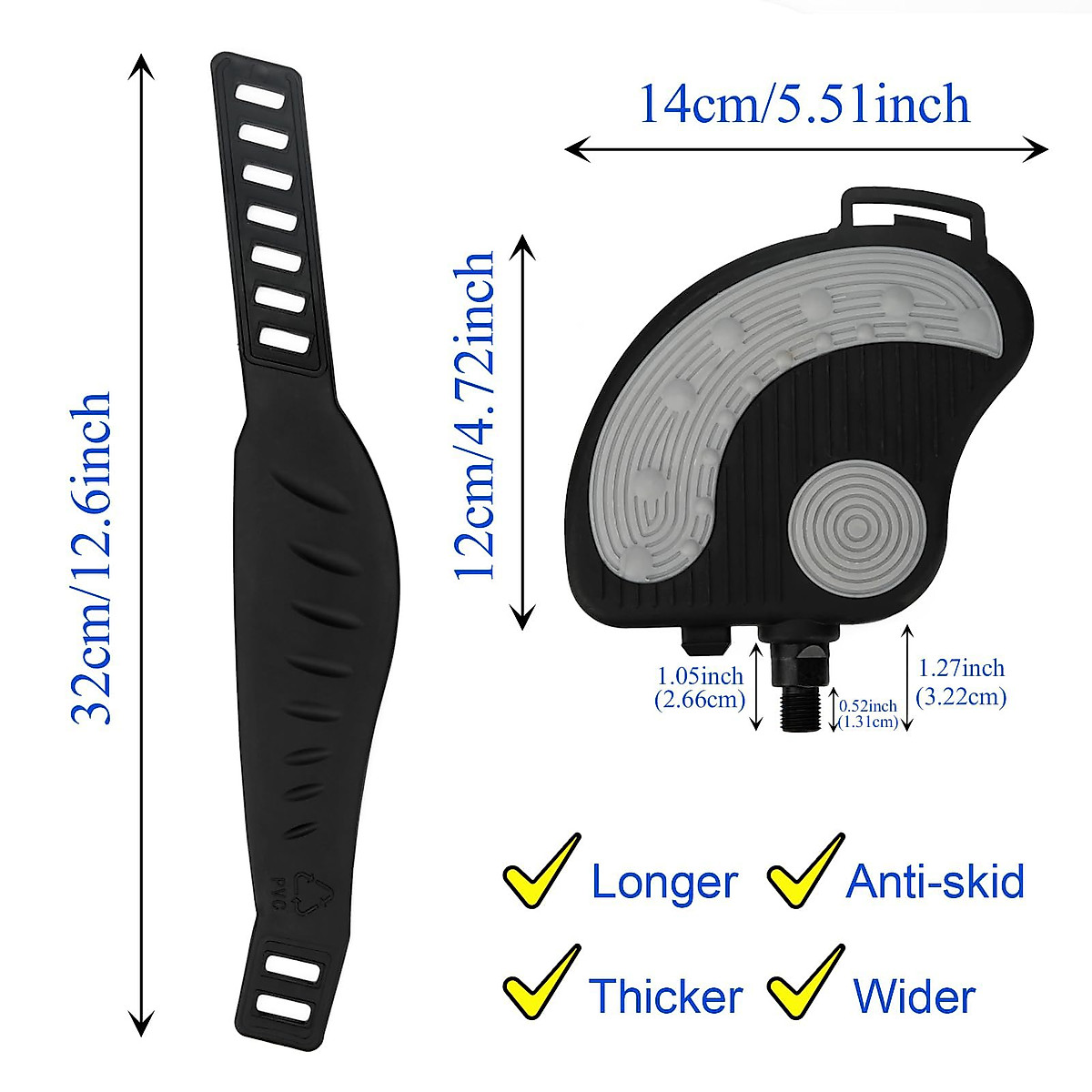 Exercise Bike Pedals 9/16" with Straps for Peloton Bike, Spin Cycling Bike, Indoor Exercycle Bike, Stationary Recumbent Bicycle Replacement Parts