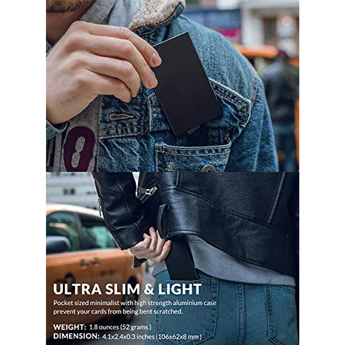 VULKIT Pop Up Wallet, Slim Minimalist Credit Card Holder For Men and Women RFID Blocking Mini Metal Case Rose Gold