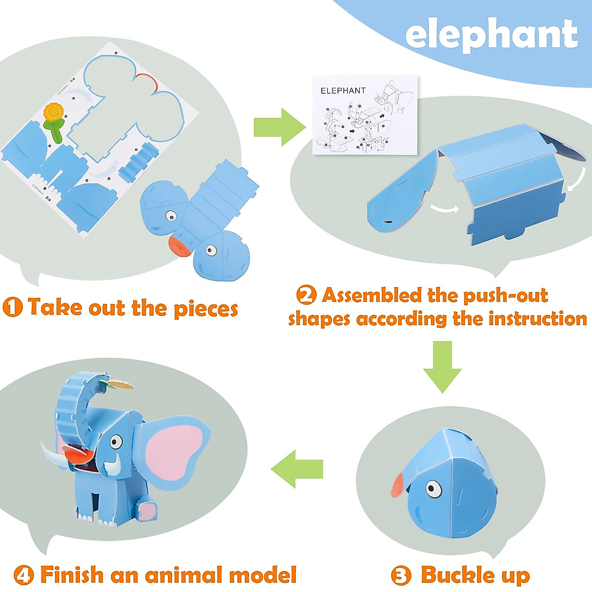 COGO MAN Animals Kids Arts and Crafts Welcome to The Zoo 8 Animals 3D Foam Puzzles Crafts for Kids Age 6 7 8 and Up