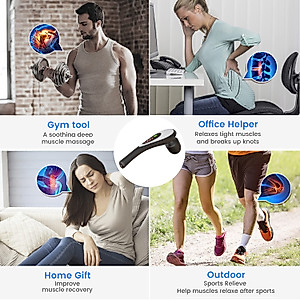 Roysmart Personal Handheld Vibrating Massager-Cordless Electric Muscle Deep Tissue Massager for Neck Back Shoulder Foot, Portable Seven Wand Massager for Full Body (Black)