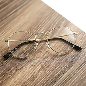Pro Acme Classic Round Metal Clear Lens Glasses Frame Unisex Circle Eyeglasses (Gold)