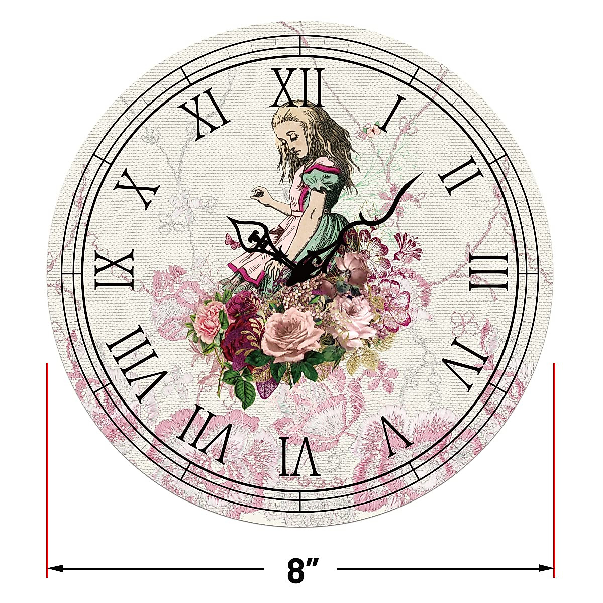 Alice and Wonderland Party Supplies 8 Pcs Cardboard Clocks for Mad Hatter Tea Party Decoration Diameter 8 inch Baby Shower Birthday Party Favors Not Real Clock