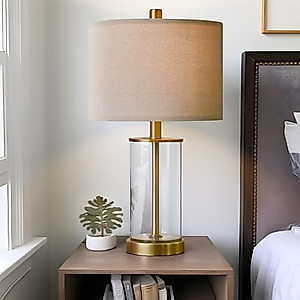 USumkky 20'' Glass Table Lamps Set of 2 for Bedroom Living Room,Gold Glass Bedside Lamps for Nightstands with USB Ports and AC Outlets(Bulbs not Included)